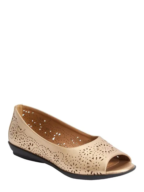 COMFORTVIEW Korrina Leather-like Slip-on Flat - Gold