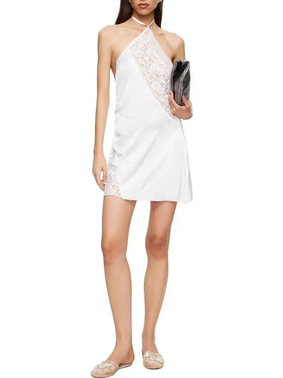 Lioness Amore Lace Inset Halter Minidress - Moonlight