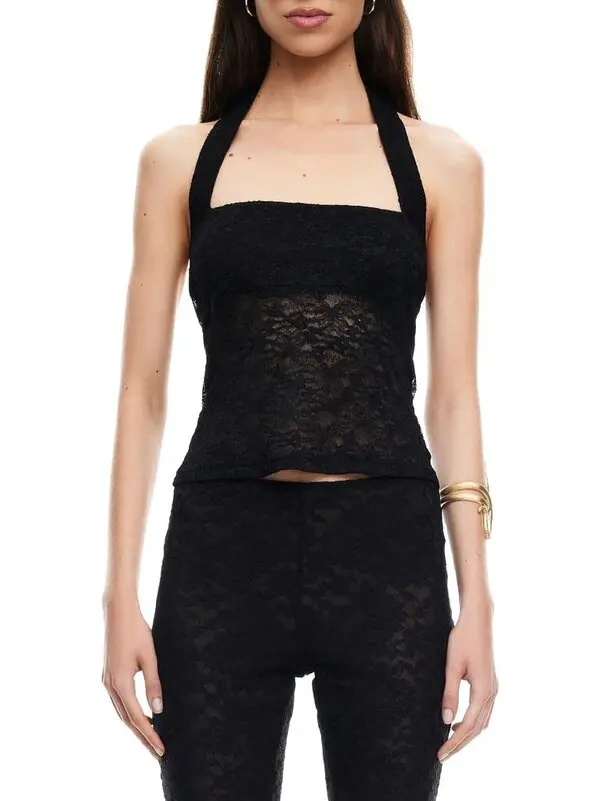 Lioness Palisades Lace Halter Top - Noir