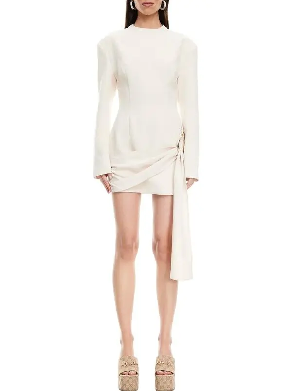 Lioness Martini Long Sleeve Draped Minidress - Eggnog
