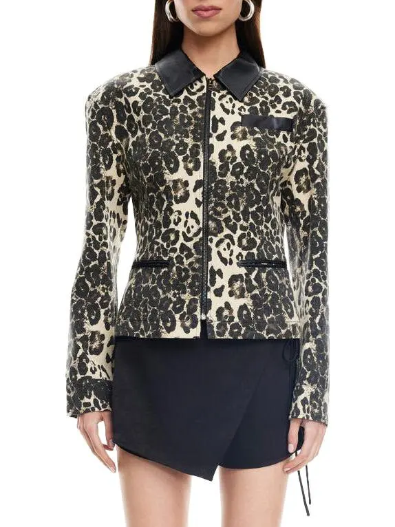 Lioness Soho Animal Print Twill Jacket - Leopard