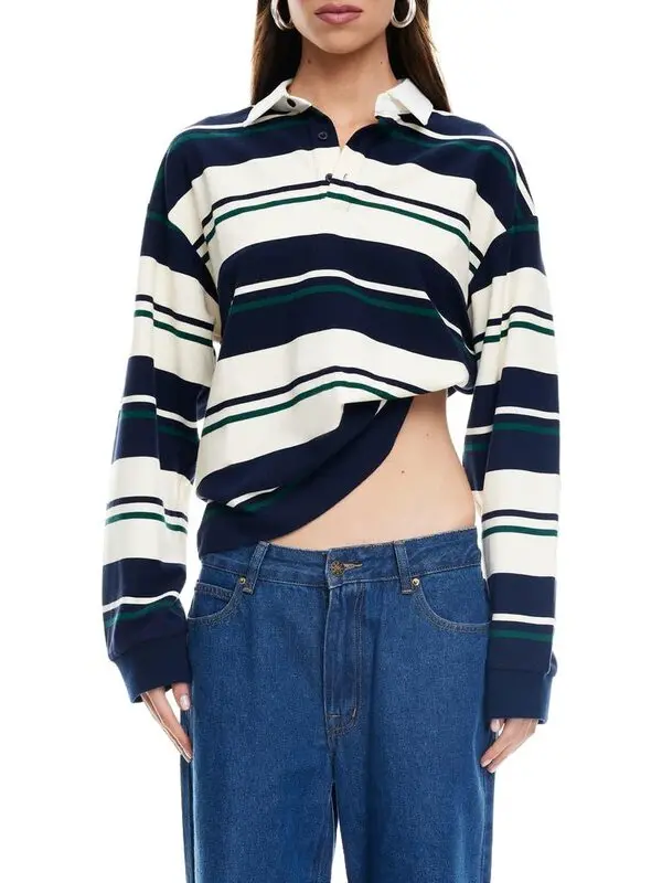 Lioness Striped Rugby Shirt - Midnight Stripe
