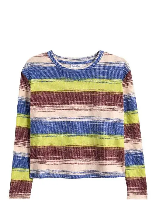 LOVE, FIRE Printed Boxy T-shirt - Multi Stripe