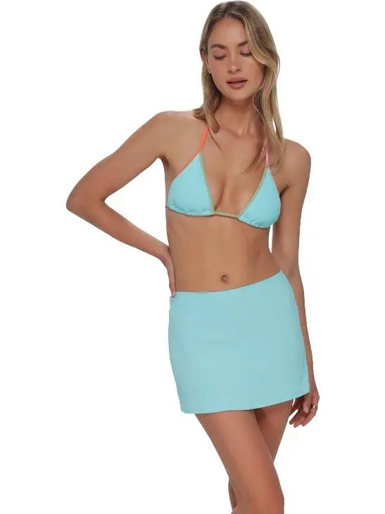 SWIM SYSTEMS Bree Mini Cover-up Skirt - Aqua Haze Rib