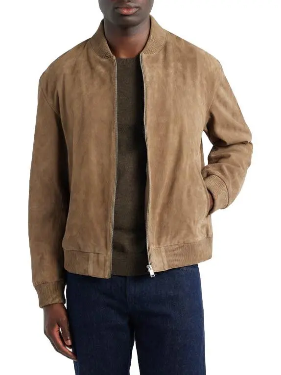 BOSS Muller Suede Bomber Jacket - Open Brn