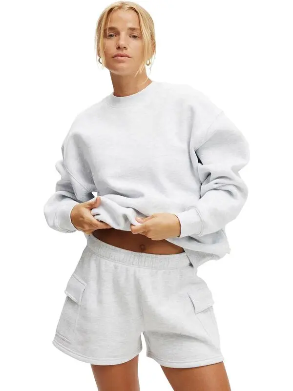 Cotton:on Active Plush Crew Pullover - Cloudy Grey Marle