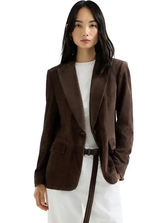 Brunello Cucinelli Suede Blazer - Rust Brown