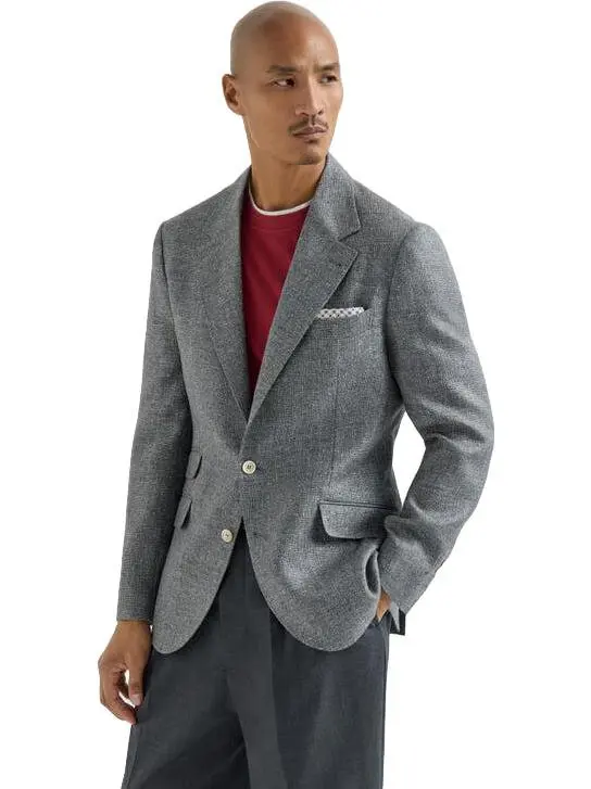 Brunello Cucinelli Hopsack Deconstructed Blazer - Medium Grey