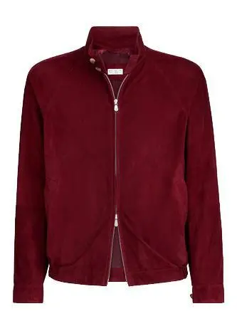 Brunello Cucinelli Suede Zip-up Jacket - Cherry