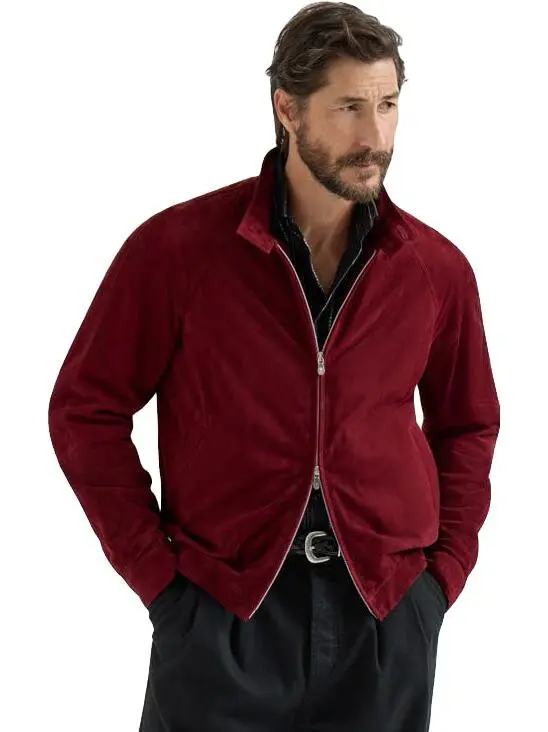 Brunello Cucinelli Suede Zip-up Jacket - Cherry