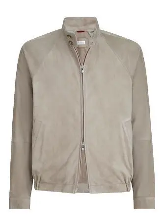 Brunello Cucinelli Suede Zip-up Jacket - Khaki
