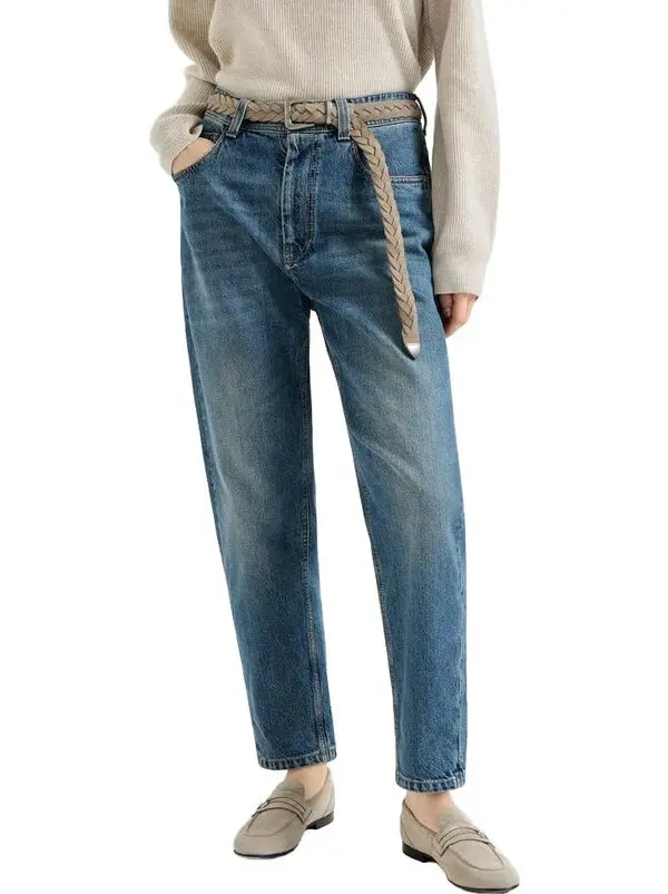 Brunello Cucinelli Baggy Tapered Trousers - Denim
