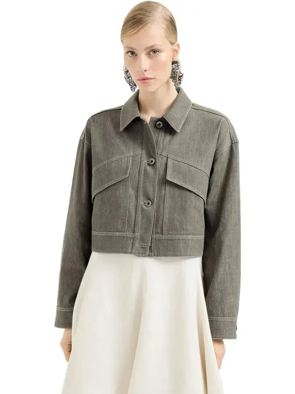 Brunello Cucinelli Denim-effect Twill Outerwear Jacket - Olive