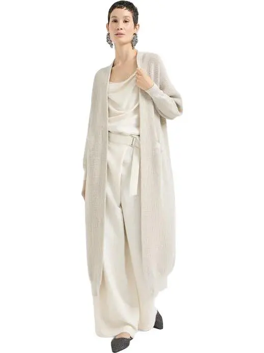Brunello Cucinelli Sparkling Net Long Cardigan - Oat