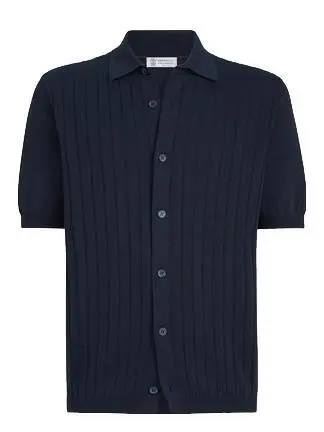 Brunello Cucinelli Knit Shirt - Navy Blue