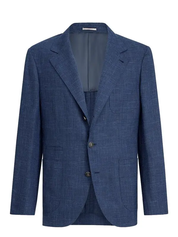 Brunello Cucinelli Prince Of Wales Deconstructed Blazer - Denim