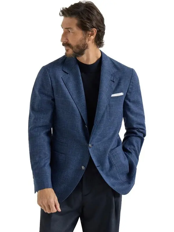 Brunello Cucinelli Prince Of Wales Deconstructed Blazer - Denim