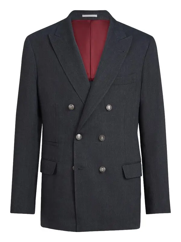 Brunello Cucinelli Chevron Deconstructed Blazer - Anthracite