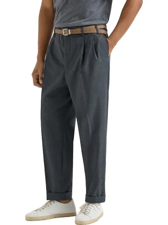 Brunello Cucinelli Virgin Wool Trousers - Anthracite