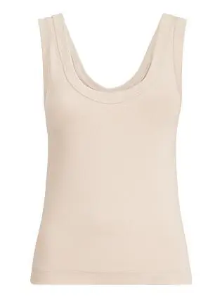 Brunello Cucinelli Ribbed Jersey Top - Cool Beige