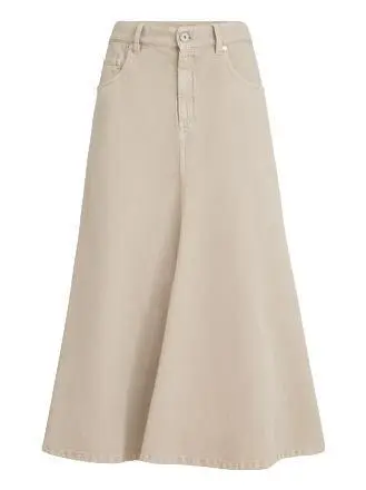 Brunello Cucinelli Five-pocket Flared Midi Skirt - Beige