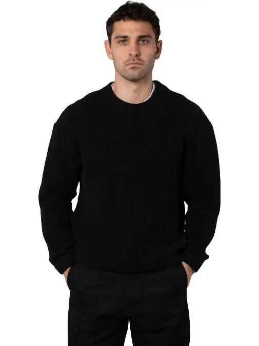 LEISURE LAB Quilted Crewneck - Black