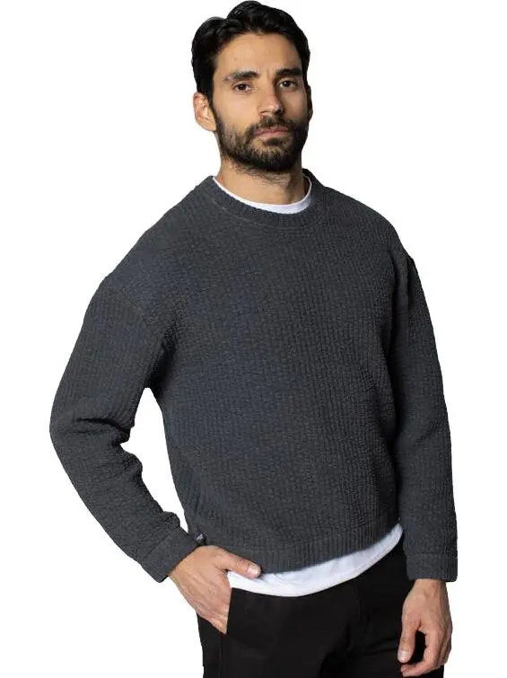 LEISURE LAB Quilted Crewneck - Charcoal