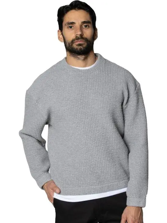 LEISURE LAB Quilted Crewneck - Heathered Grey