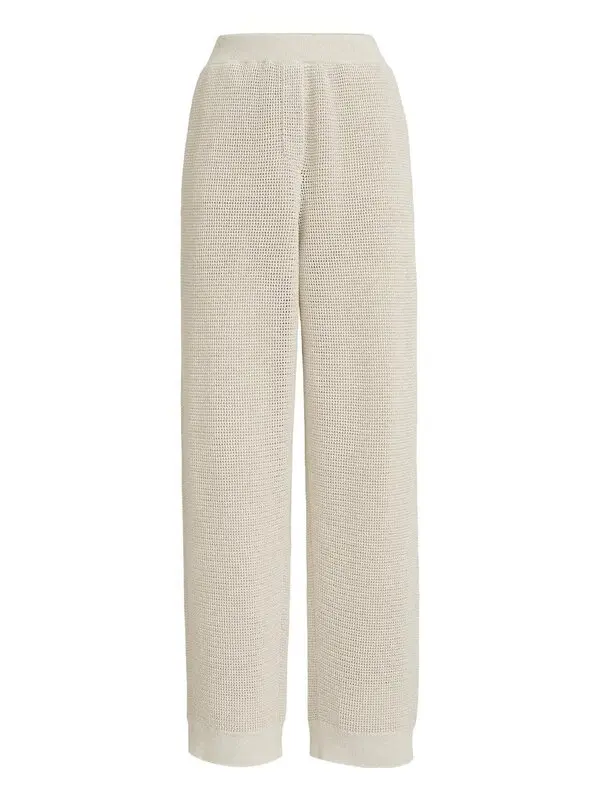 Brunello Cucinelli Sparkling Net Knit Trousers - Oat