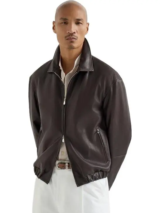 Brunello Cucinelli Nappa Leather Jacket - Chocolate