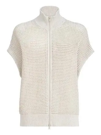 Brunello Cucinelli Cotton Net Cardigan - Oat