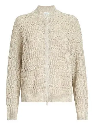 Brunello Cucinelli Dazzling Braids Cardigan - Beige