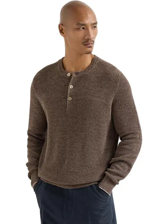 Brunello Cucinelli Sweater With Henley Collar - Hazelnut