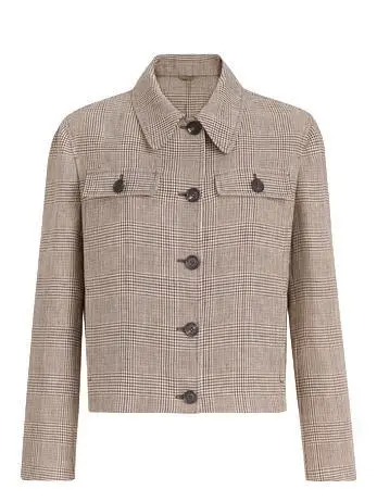 Brunello Cucinelli Prince Of Wales Linen Blazer - Light Brown