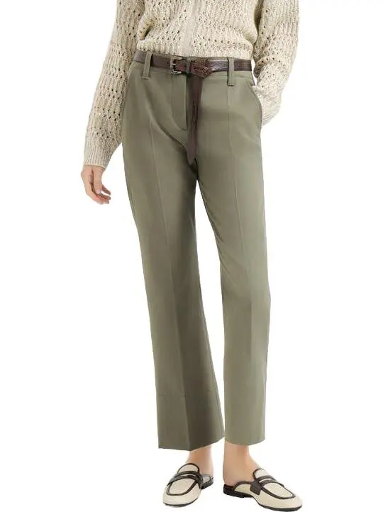 Brunello Cucinelli Kick Flare Cigarette Trousers - Olive