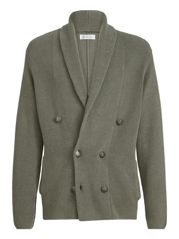 Brunello Cucinelli Cardigan With Metal Buttons - Khaki