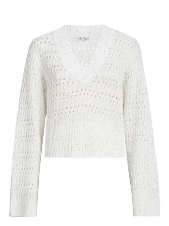 Brunello Cucinelli Cable Knit Sweater - White