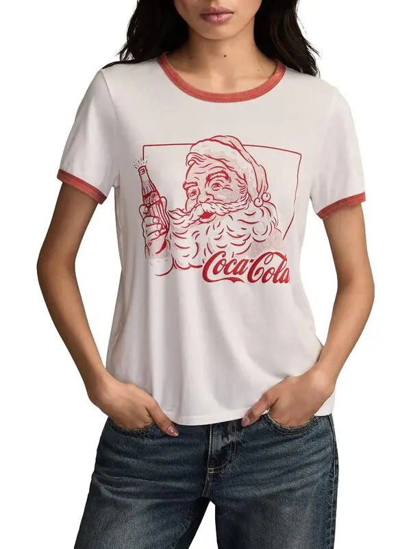 Lucky Brand Coca Cola Santa Graphic T-shirt - Bright White