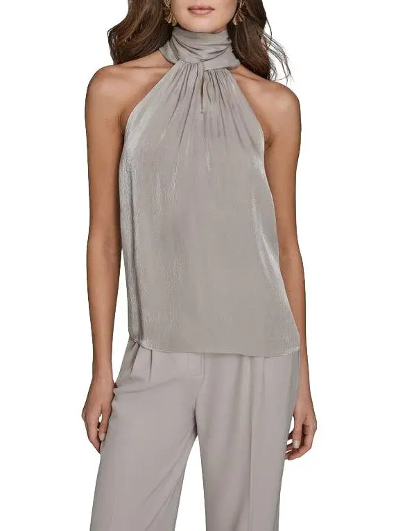 Donna Karan New York Metallic Halter Neck Top - Vapor