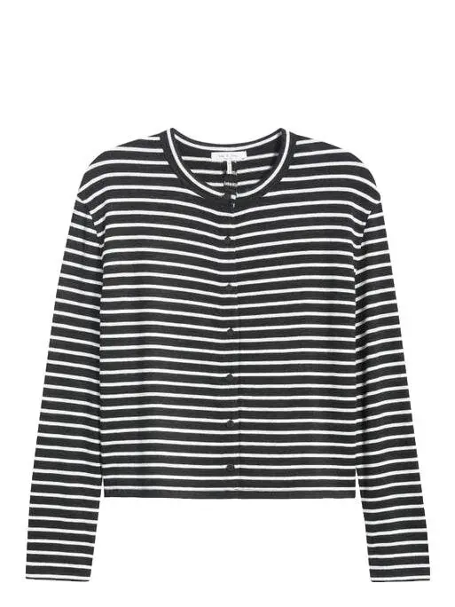 Rag & Bone The Knit Stripe Boxy Cardigan - Black Multi