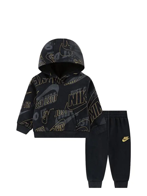 Nike Sportswear Cotton Blend Fleece Hoodie & Joggers Set - Black