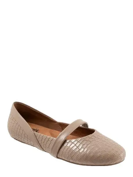 Softwalk Samara Mary Jane Flat - Taupe Croco