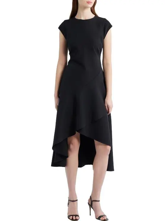 Chelsea28 Cap-sleeve High-low Midi Dress - Black