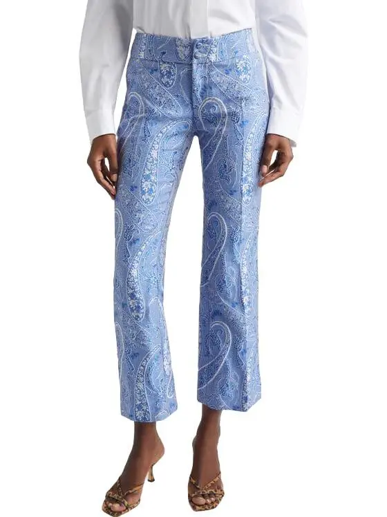 Etro Microcheck Embroidered Paisley Pants - Multicolour On Blue Base