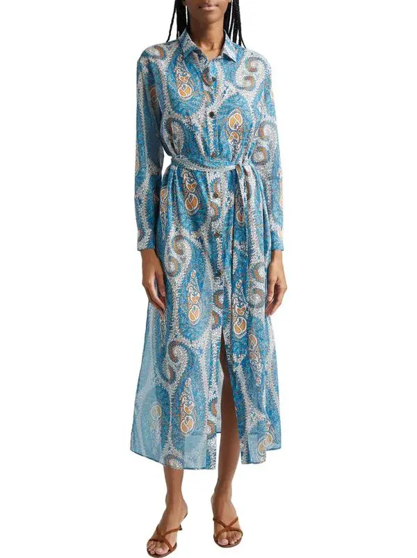 Etro Paisley Print Belted Shirtdress - Print On White Base