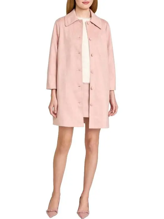WAYF Madeline Faux Suede Coat - Pink