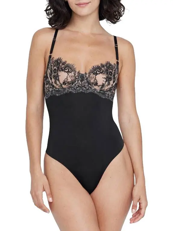 SKARLETT BLUE Entice Balconette Lace Bodysuit - Black/nylon
