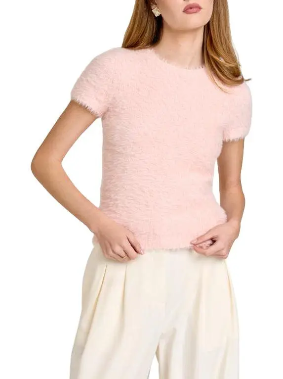 WAYF Hannah Short Sleeve Sweater - Tea Rose