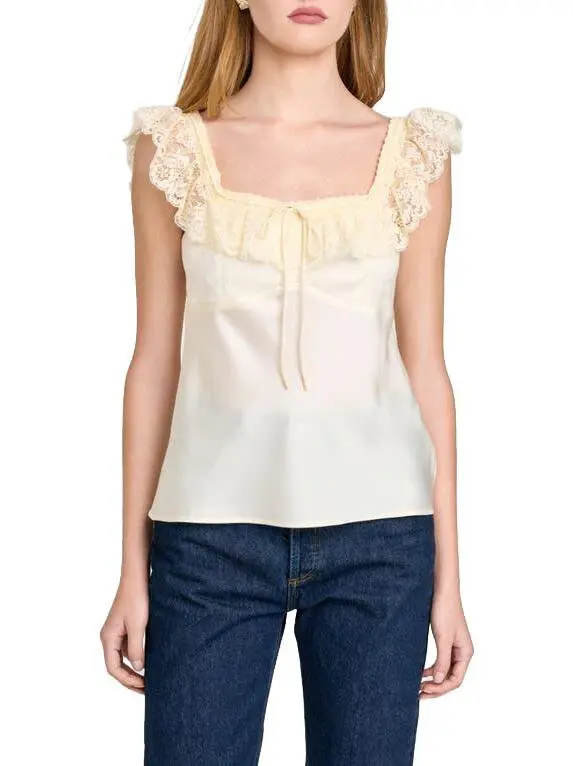 WAYF Ella Lace Trim Camisole - Antique Ivory