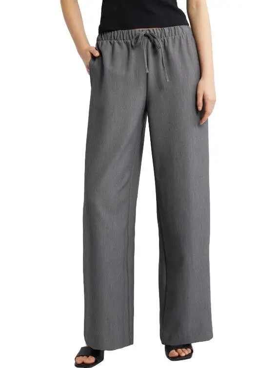 OPEN EDIT Icon Pull-on Wide Leg Pants - Grey Magnet